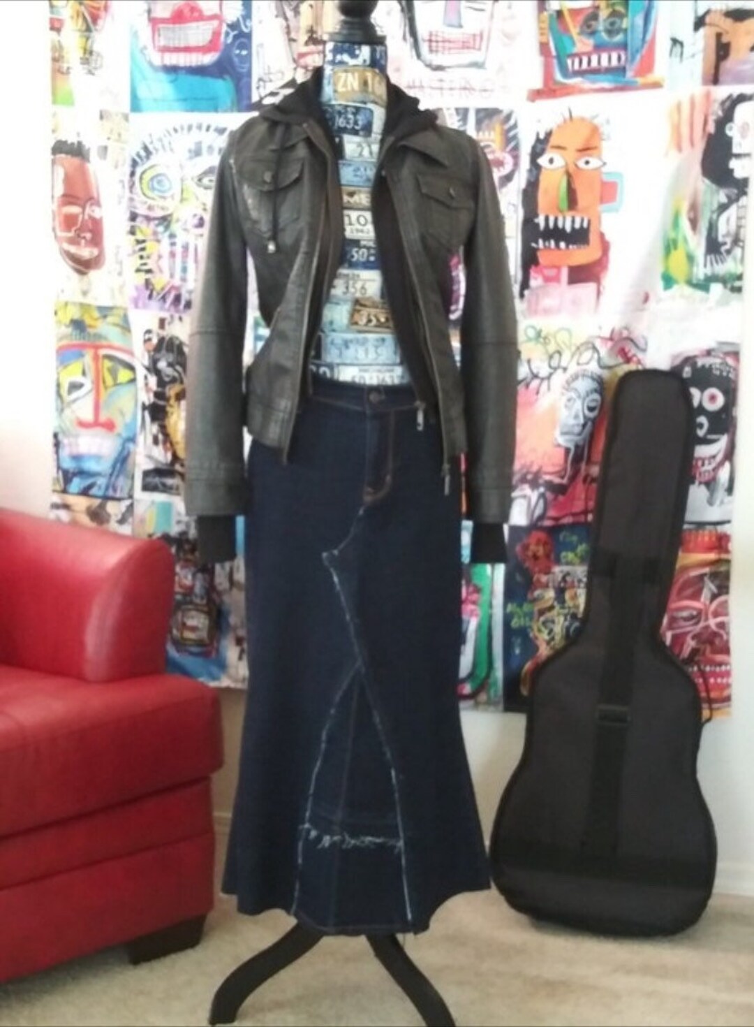 Custom Made-to-order Denim Panel Skirt (custom Orders May Take up to 10 ...