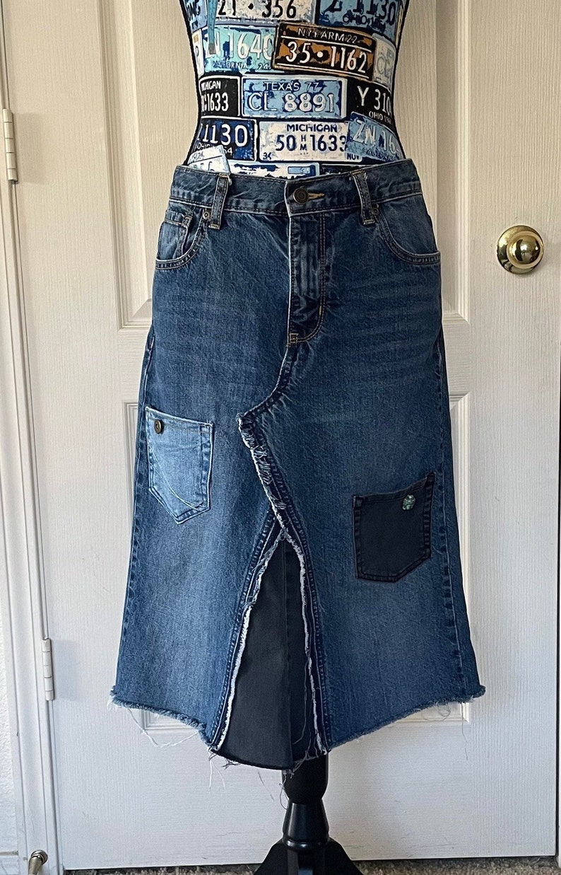 Custom Made-to-order Denim Panel Skirt (custom Orders May Take up to 10 ...