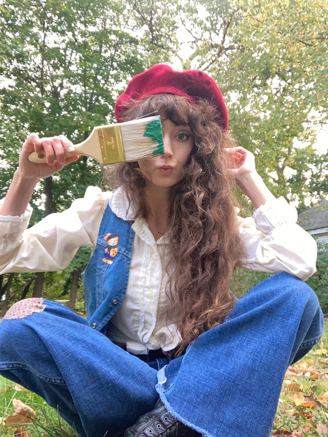 1970's, 70's, Revived, Hand Painted, Scrubbies, Denim, Vest, Appliqué ...