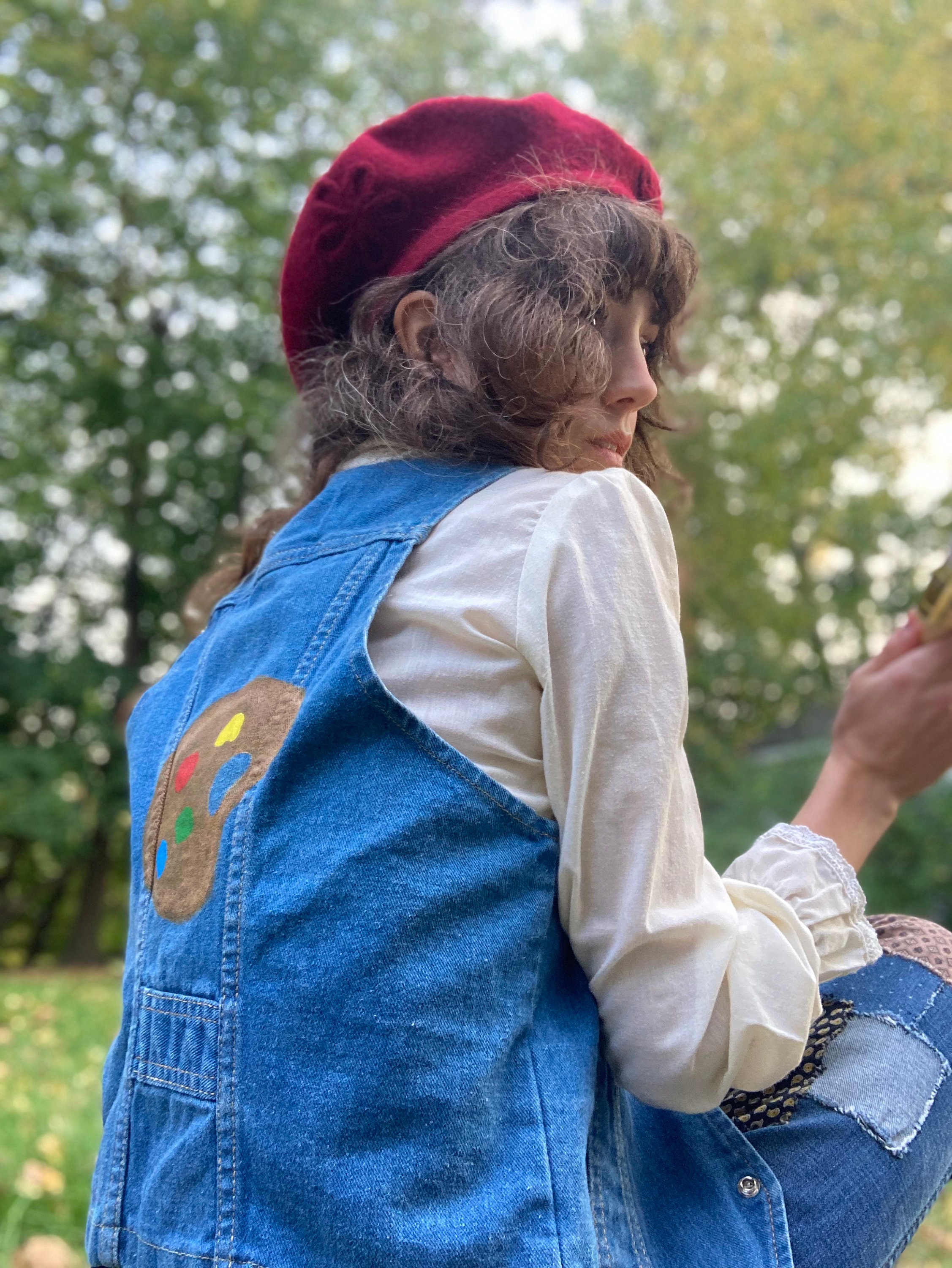 1970's, 70's, Revived, Hand Painted, Scrubbies, Denim, Vest, Appliqué ...