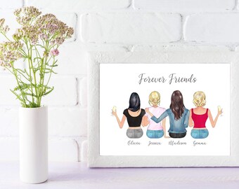 Best Friend Group Print, Build Your Own Besties, Custom Print, Keepsake ...