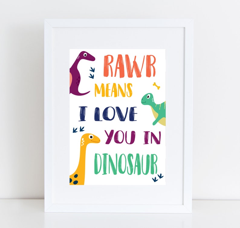 Colourful Rawr Means I Love You in Dinosaur Print - Etsy