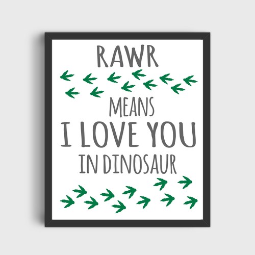 Rawr Means I Love You in Dinosaur Dinosaur Wall Decal - Etsy