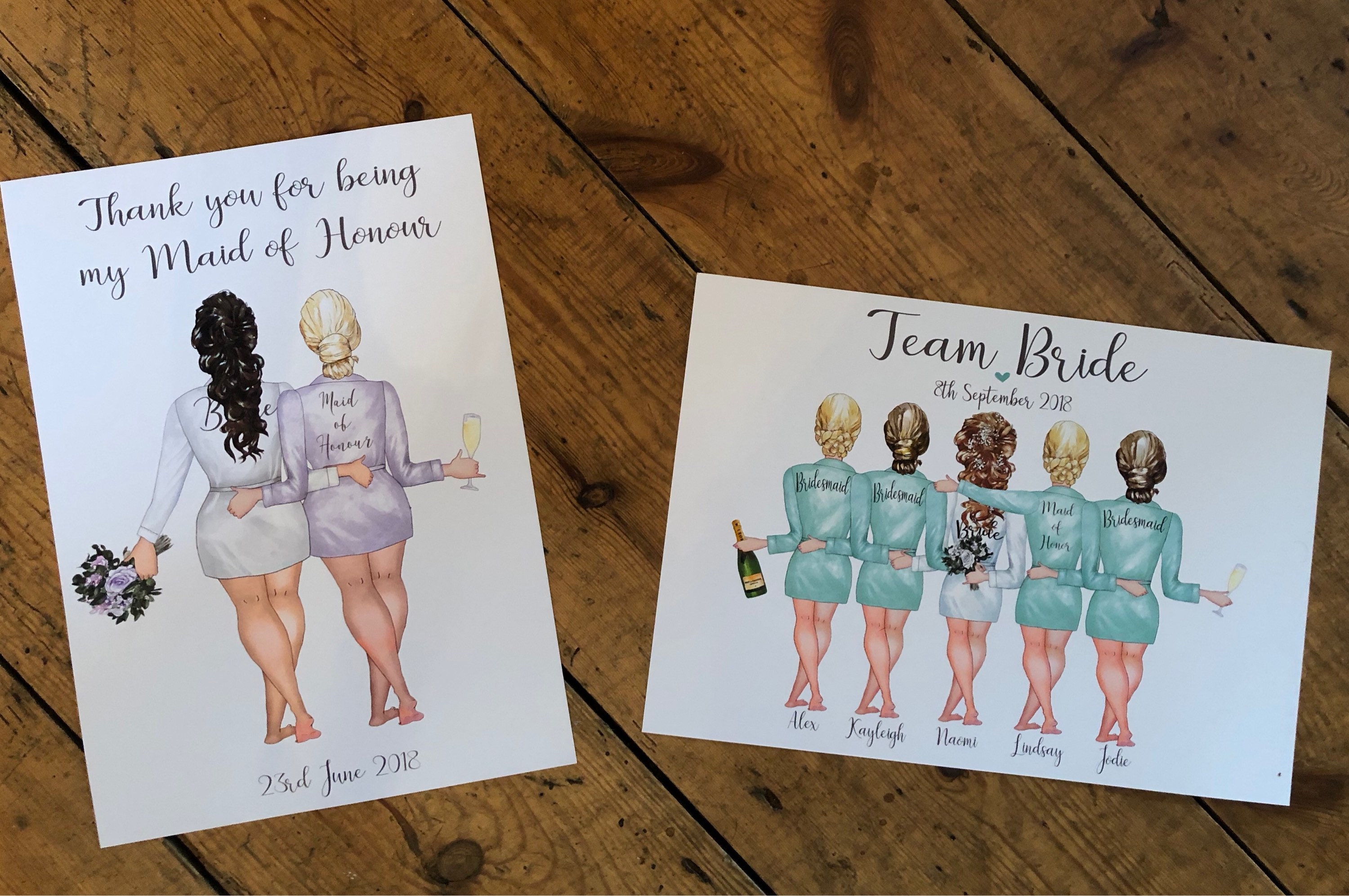 Team Bride Robe Print Bride and Bridesmaids Portrait/gift - Etsy UK