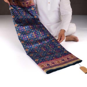 Prussian Blue Banarasi Patola Cutwork Brocade Handwoven Katan Silk ...