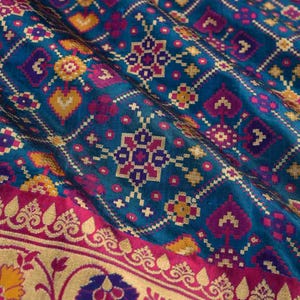 Prussian Blue Banarasi Patola Cutwork Brocade Handwoven Katan Silk ...