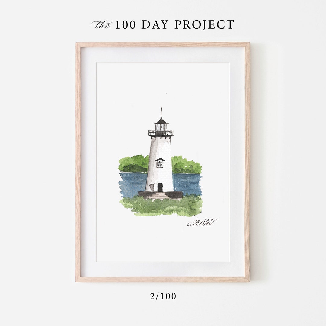 Edgartown Lighthouse Watercolor Art Print - Etsy