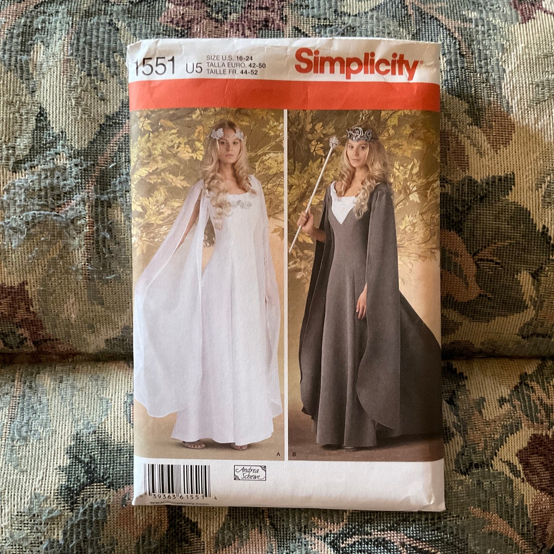 Simplicity 1551 Sewing Pattern 8-14 or 16-24 Fantasy Queen Elf Gown ...