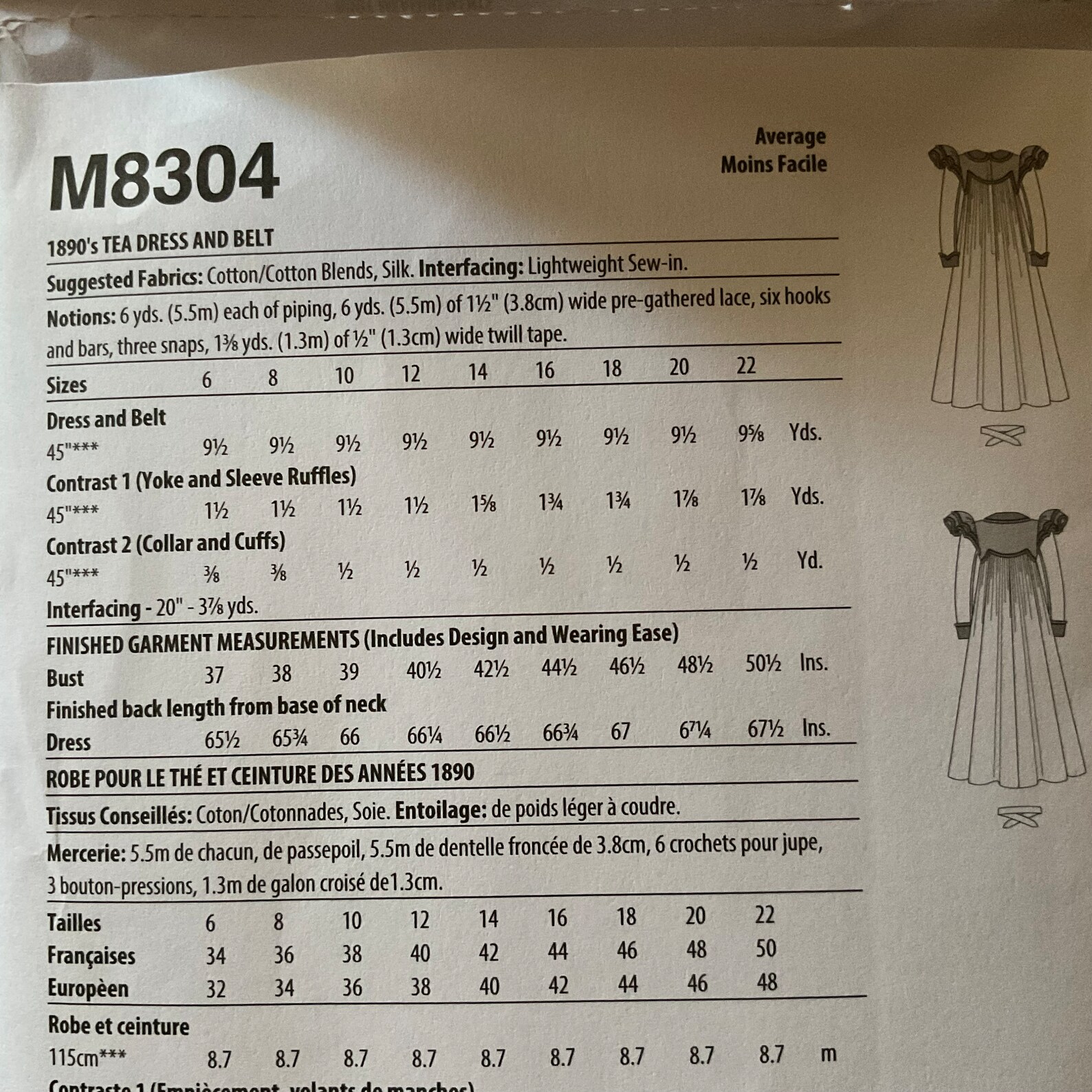 Mccalls M8304 Sewing Pattern Victorian Tea Dress 1890s English Wrapper ...