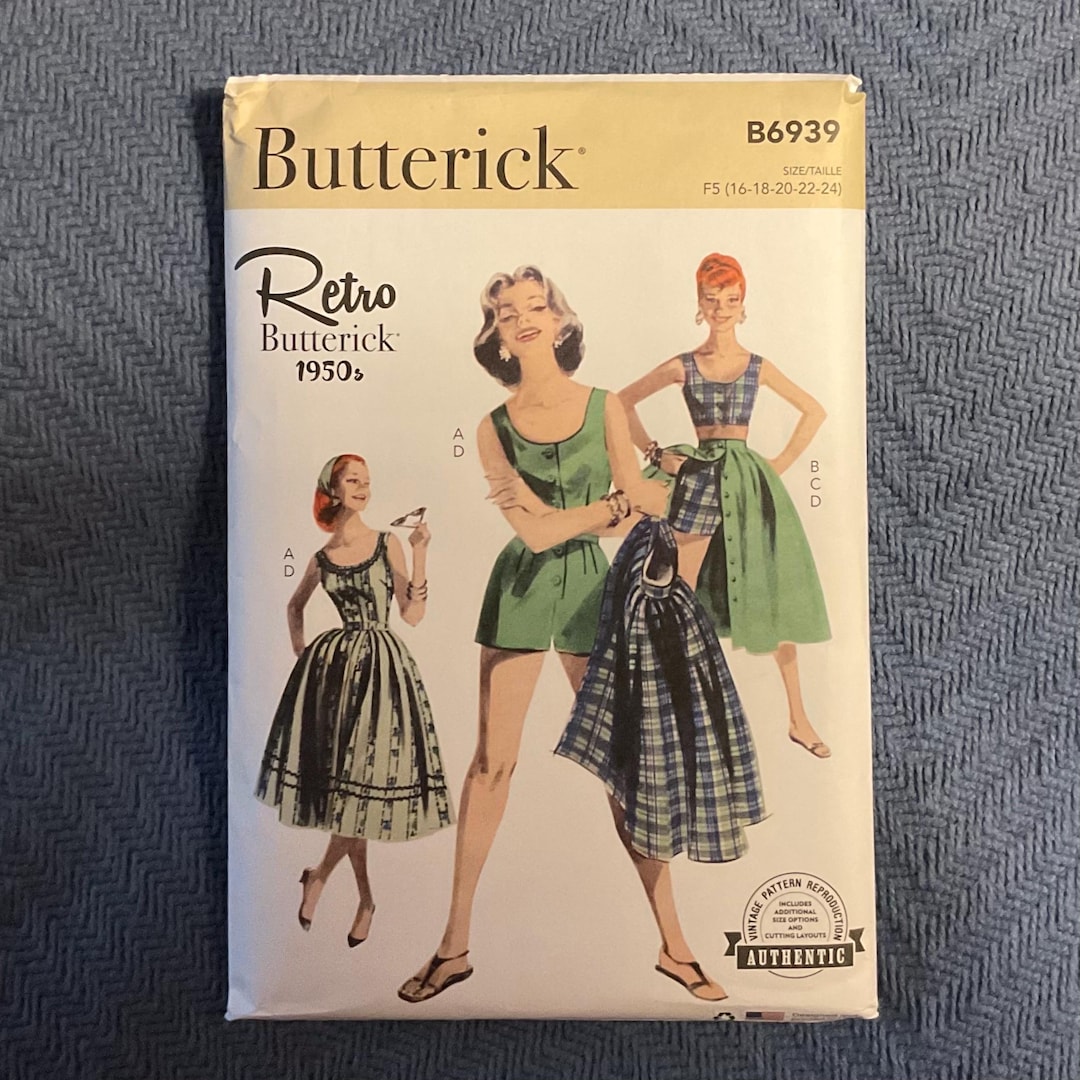 Butterick B6939 16-24 Retro 1950s Sewing Pattern Pleated Skirt, Figure ...