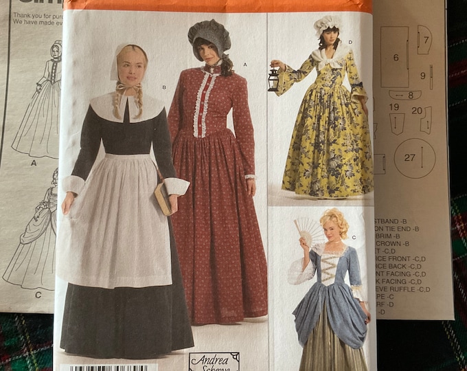 Simplicity 3723 17th 18th 19th C American Dress Sewing Pattern Misses 6 ...