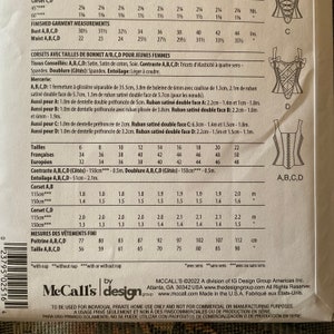 Mccalls M8269 Sewing Pattern Boned Corset Tops 6-14 or 14-22; Separate ...