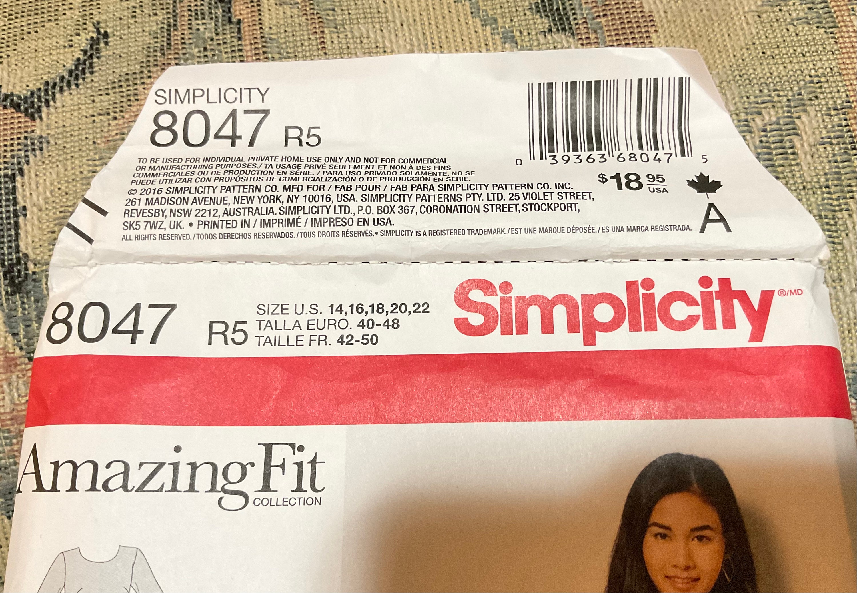 Simplicity 8047 14 16 18 20 22 Amazing Fit Misses Miss Petite ...