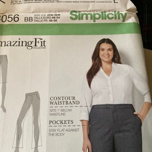 Simplicity 8056 Amazing Fit Sewing Pattern 20W-28W Women’s Flared Pants ...