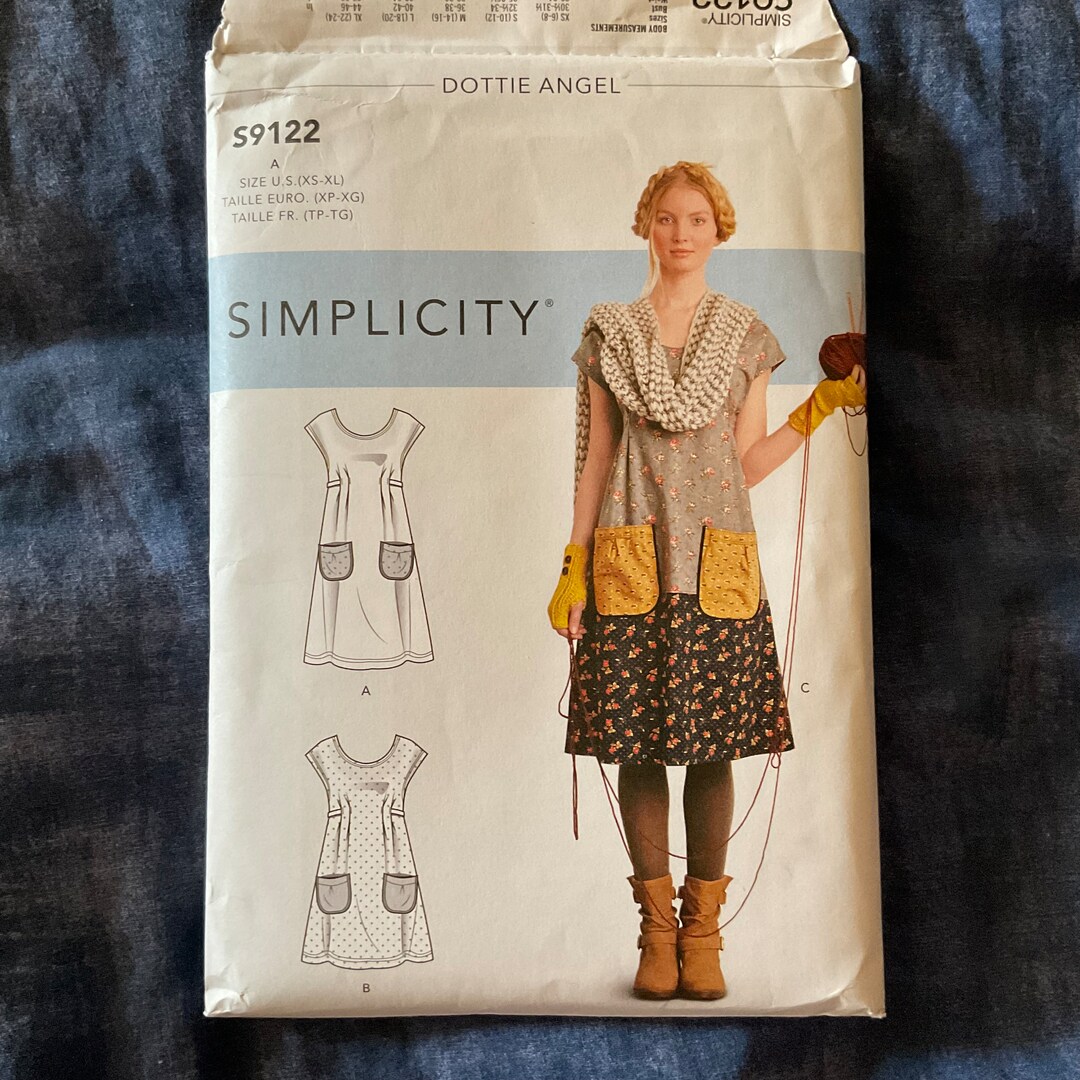 Simplicity S9122 Sewing Pattern XS-XL Dottie Angel Cap-sleeved Dress or ...