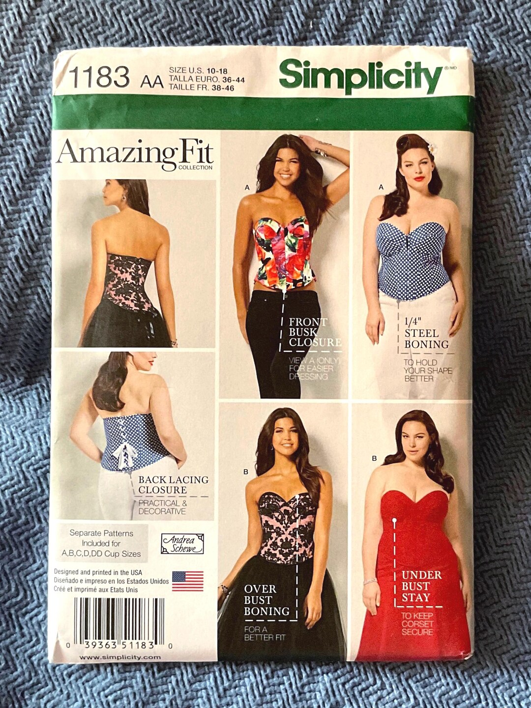Simplicity 1183 Sewing Pattern 10-18 or 20W-28W Corsets Cup Size Steel ...