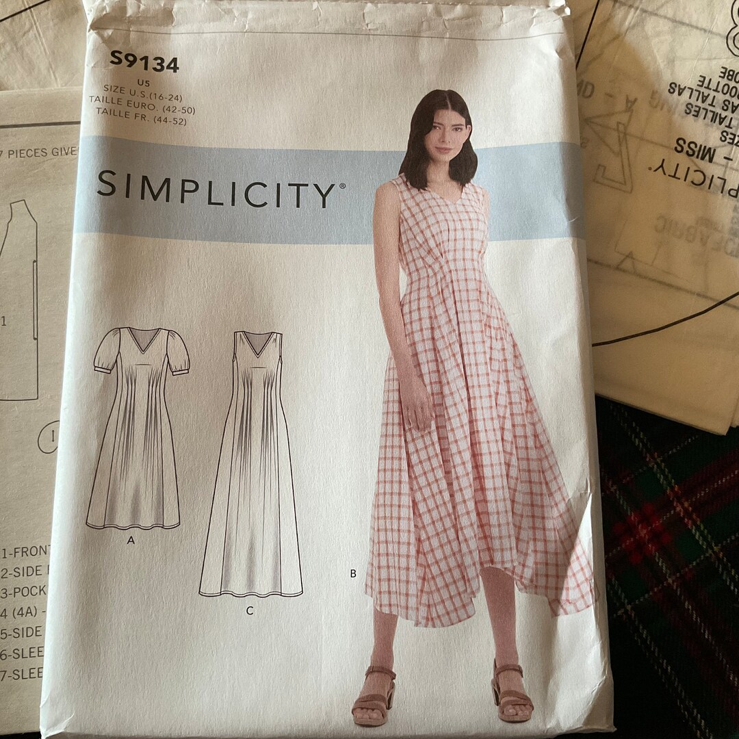 Simplicity S9134 Sewing Pattern Dress With Released Pleats 16-24 ...