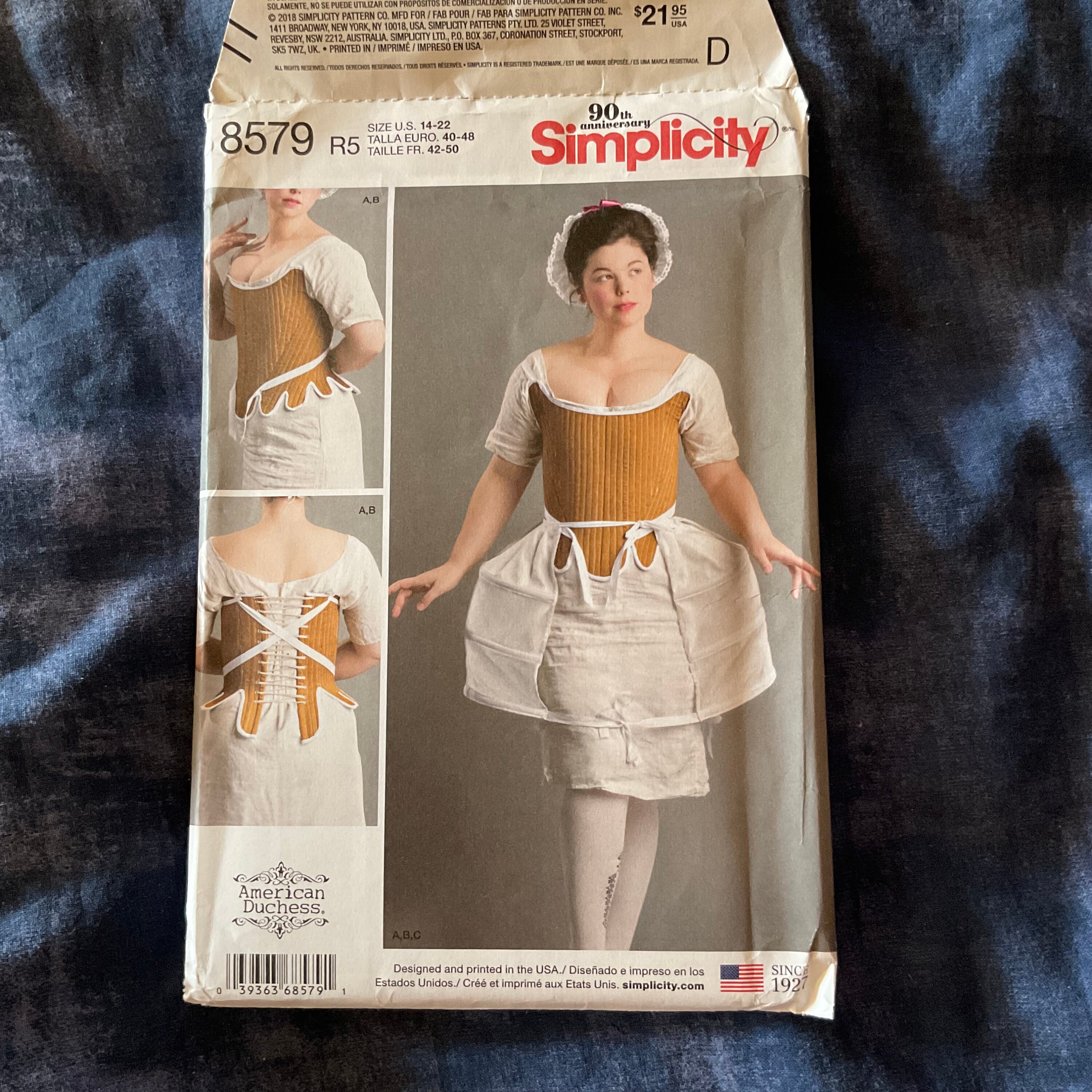 Simplicity 8579 14-22 Sewing Pattern American Duchess 18th Century ...