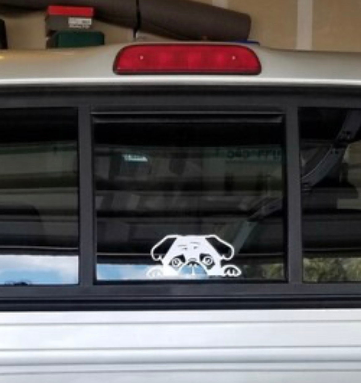 Peeking Pug 5 WHITE Car Window Decal Dog Decal Fur - Etsy