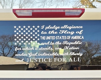 Pledge of Allegiance American Flag Vinyl Decal Sticker, Window Graphic ...