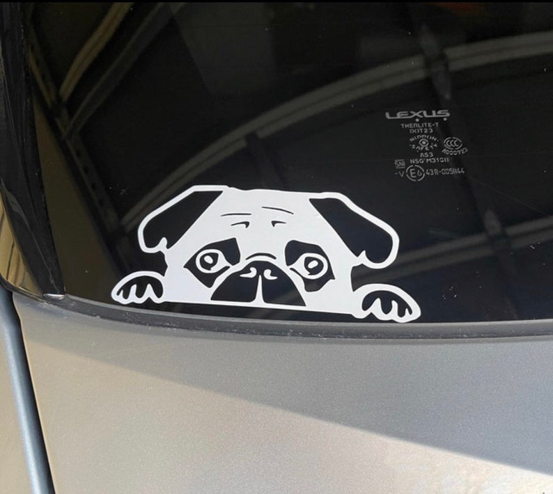 Peeking Pug Car Window Decal Dog Decal Fur Babies Laptop - Etsy