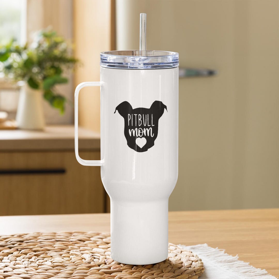 PITBULL MOM Travel Mug With a Handle - Etsy