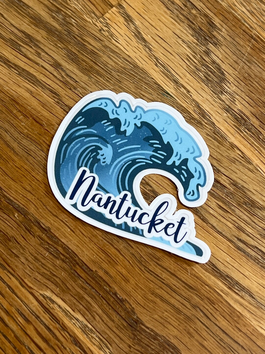 Nantucket Island Wave Sticker: Water-resistant Vinyl Decal - Etsy