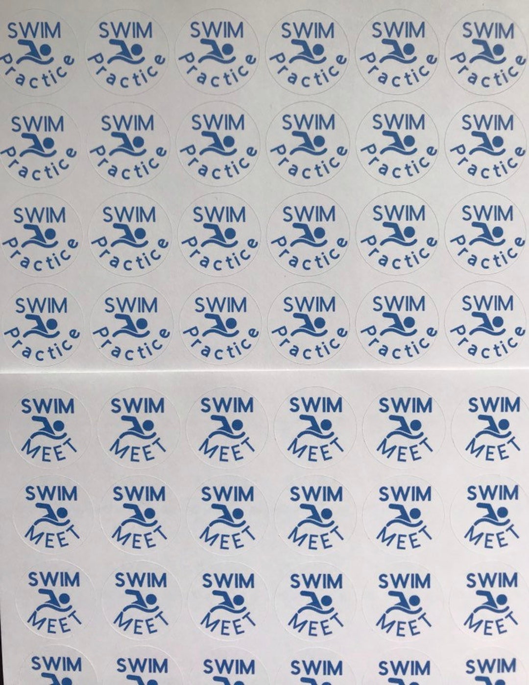 Swim Practice/meet Planner Stickers: .5" Round, 40/sheet - Etsy