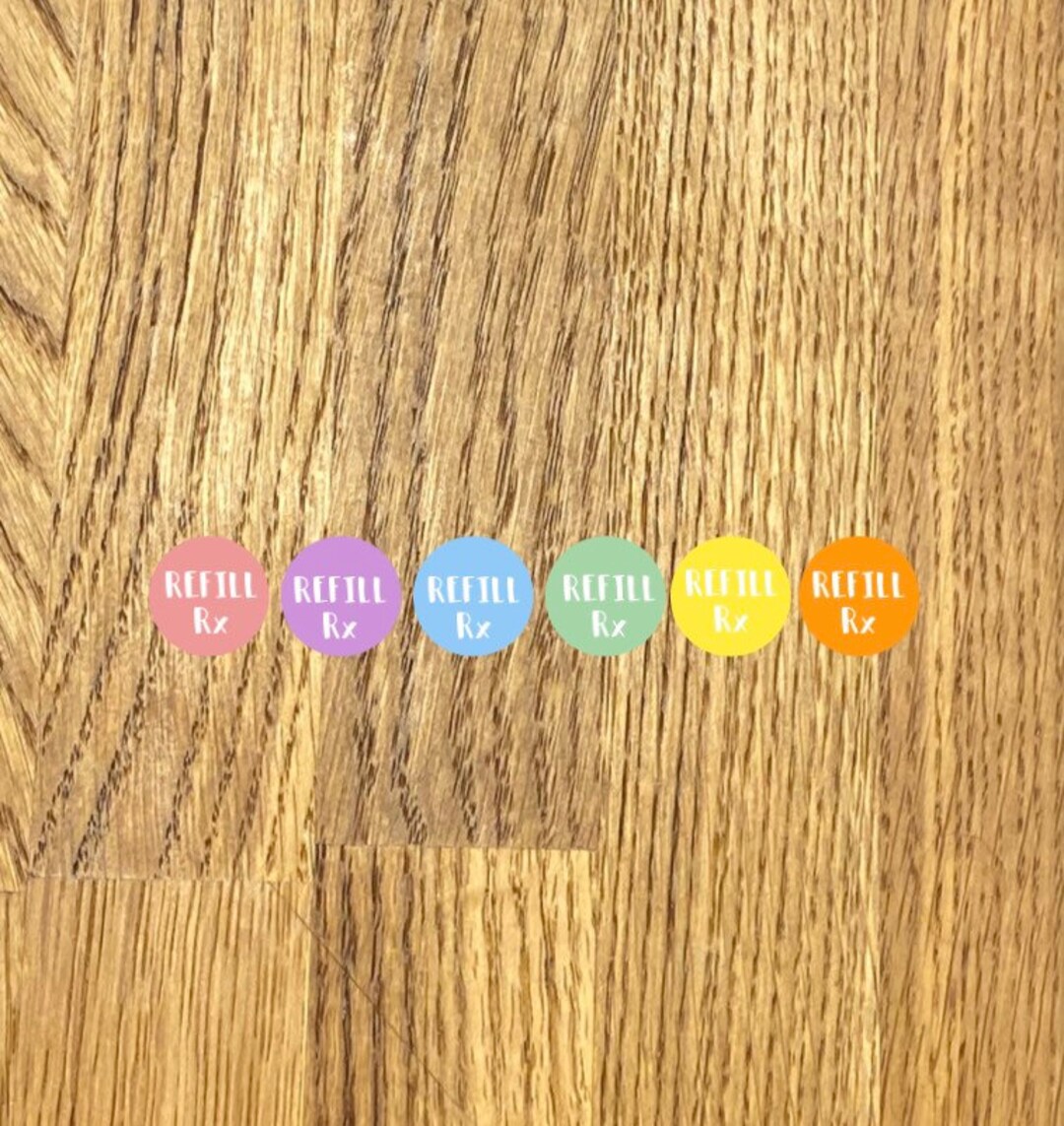 Refill RX Planner Stickers, .5” Round, 54/ Sheet Stickers, Prescription ...