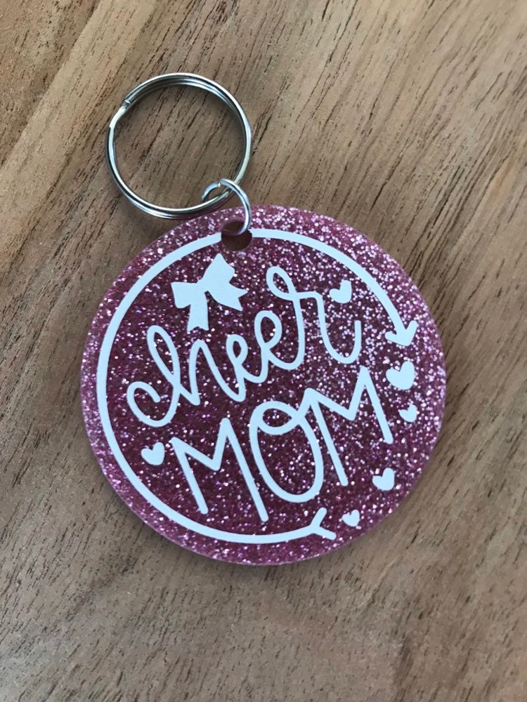 Cheer Mom Glitter Keychain Cheerleading Key Chain Bag Tag | Etsy