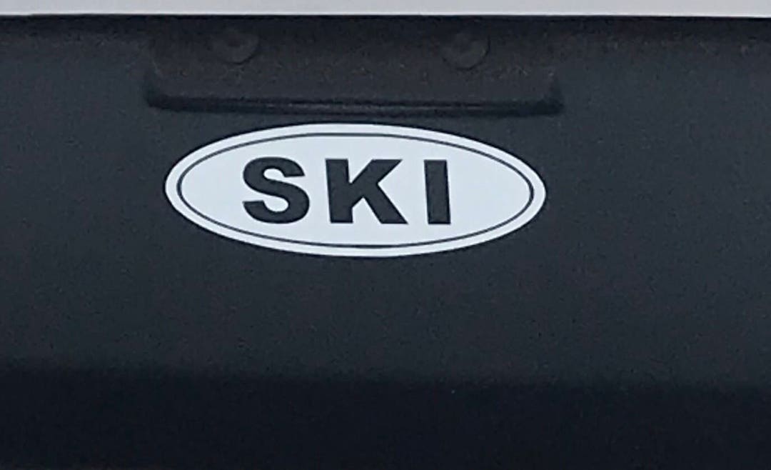 Ski Decal, 5"x2", Skiing Sticker for Car Window, Helmet, Mug, Wine ...