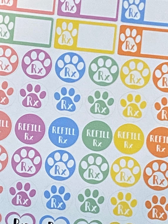 Pet RX Planner Stickers 1 Round Stickers Prescription | Etsy