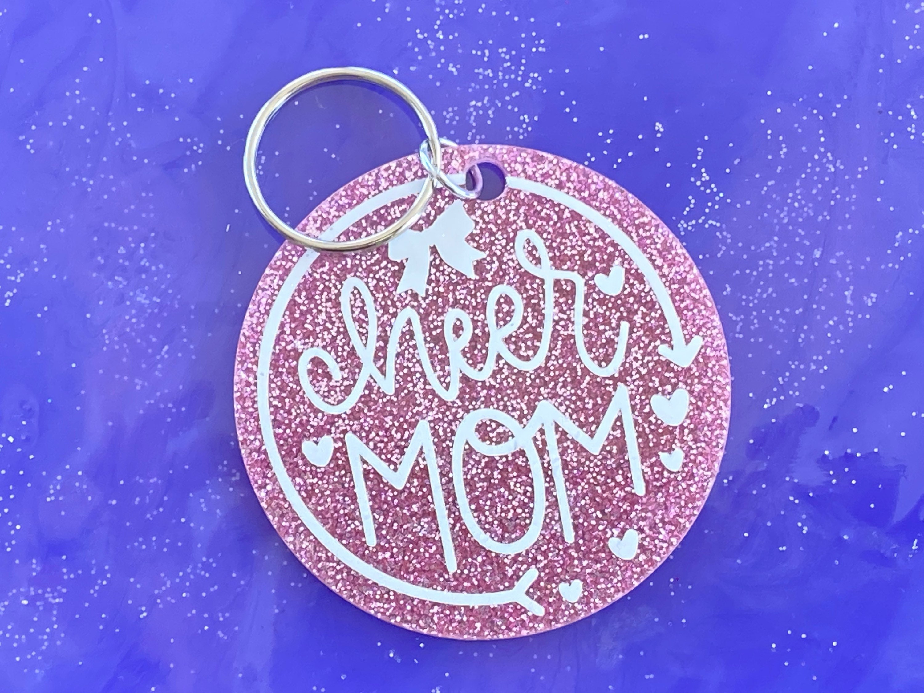 Cheer Mom Glitter Keychain Cheerleading Key Chain Bag Tag | Etsy