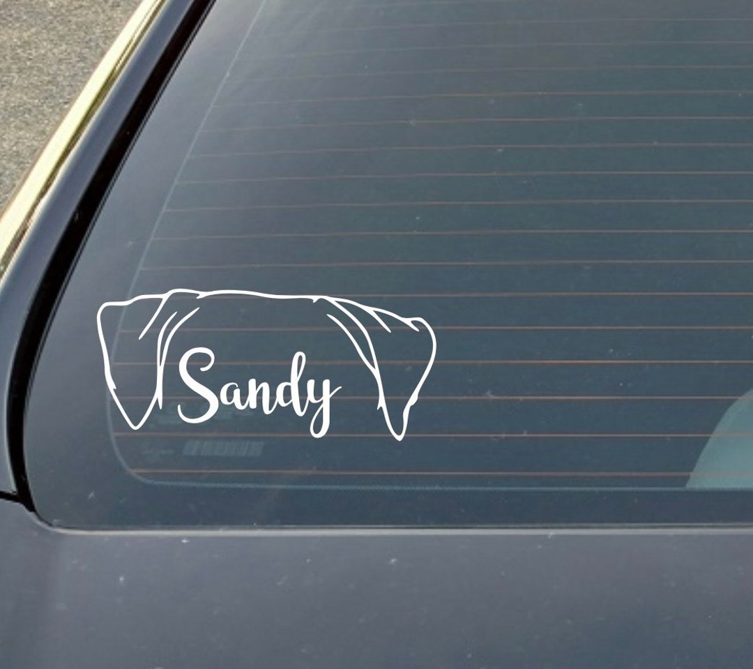 Labrador Ears With Name Outline Decal, Car Window Decal, Dog Name With ...