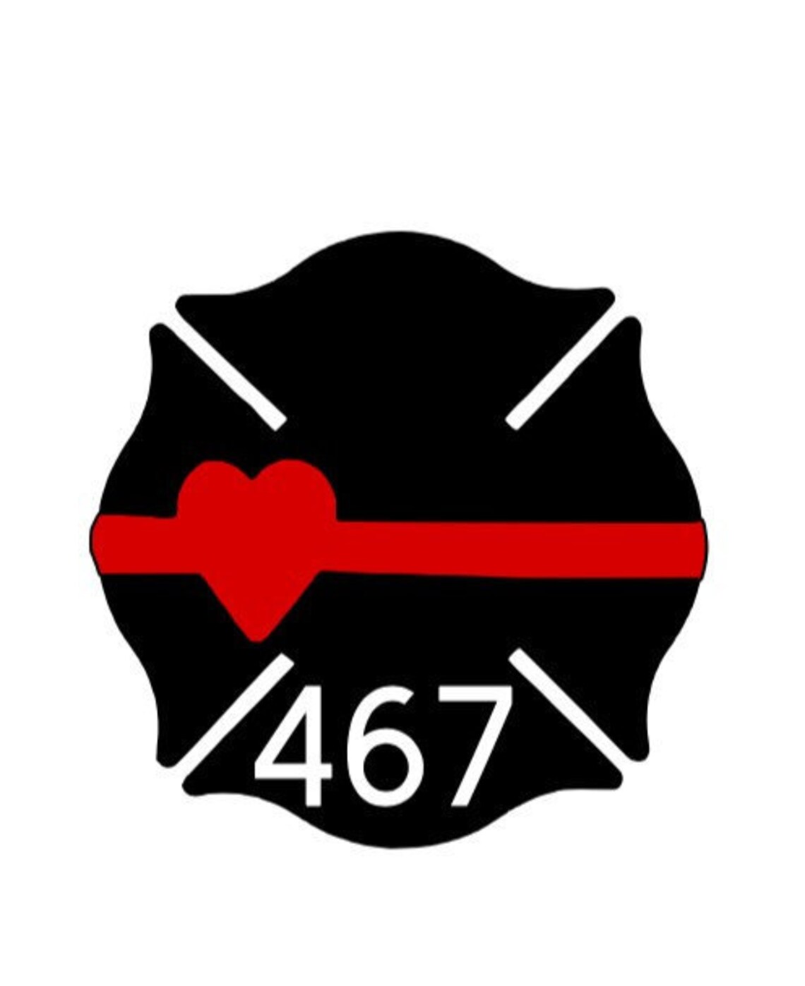 Firefighter Heart Decal With Badge Number for Car Window - Etsy