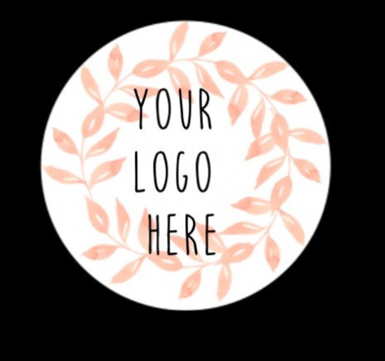 100 1 Round Glossy Logo Sticker With Watercolor Wreath Pink - Etsy