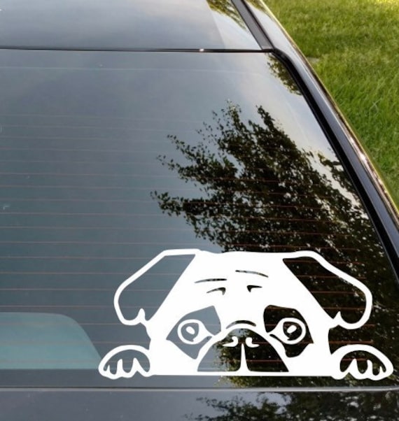 Peeking Pug 5 WHITE Car Window Decal Dog Decal Fur - Etsy