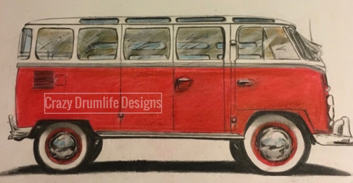 VW Bus Print of Original Pencil Drawing by Ryan Joyce of Crazy - Etsy