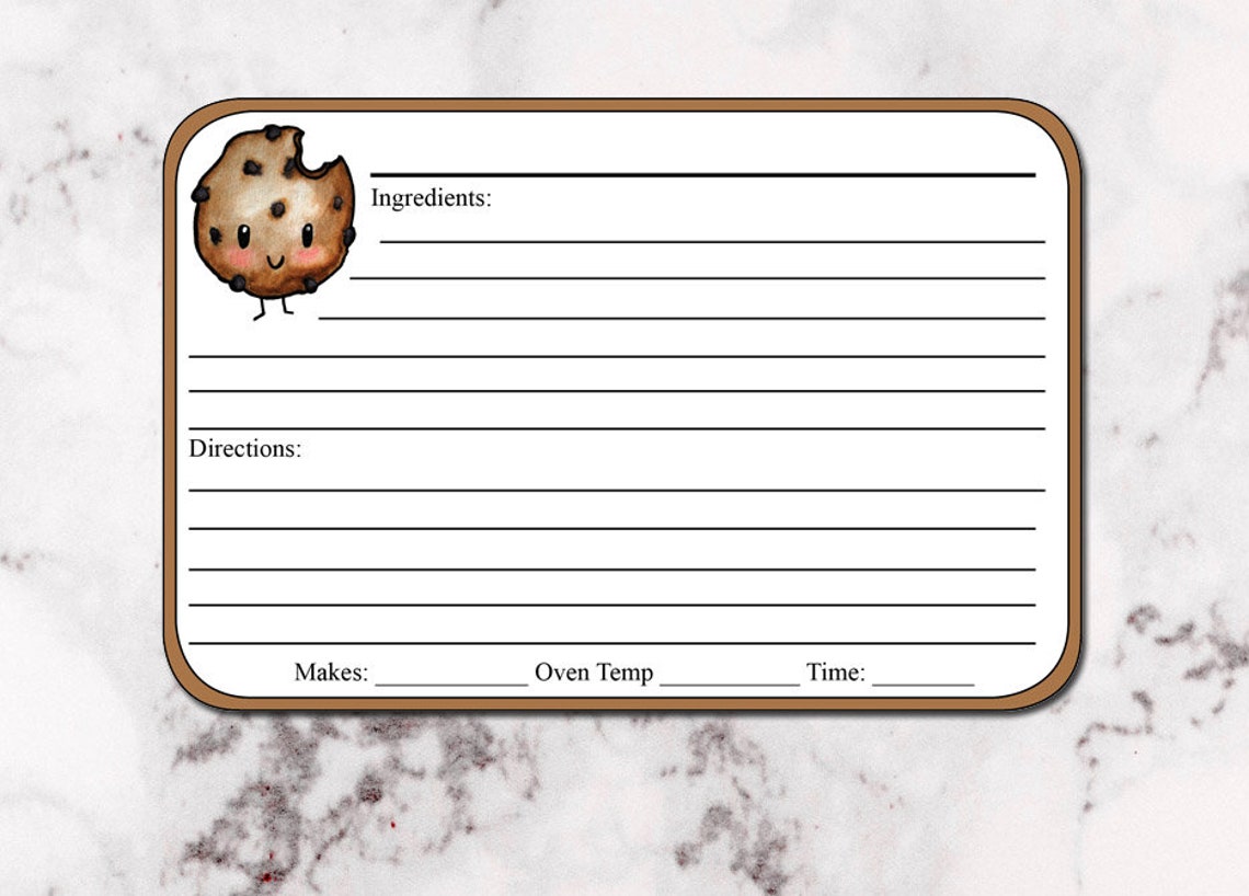 Cookie Recipe Card Printable - Etsy