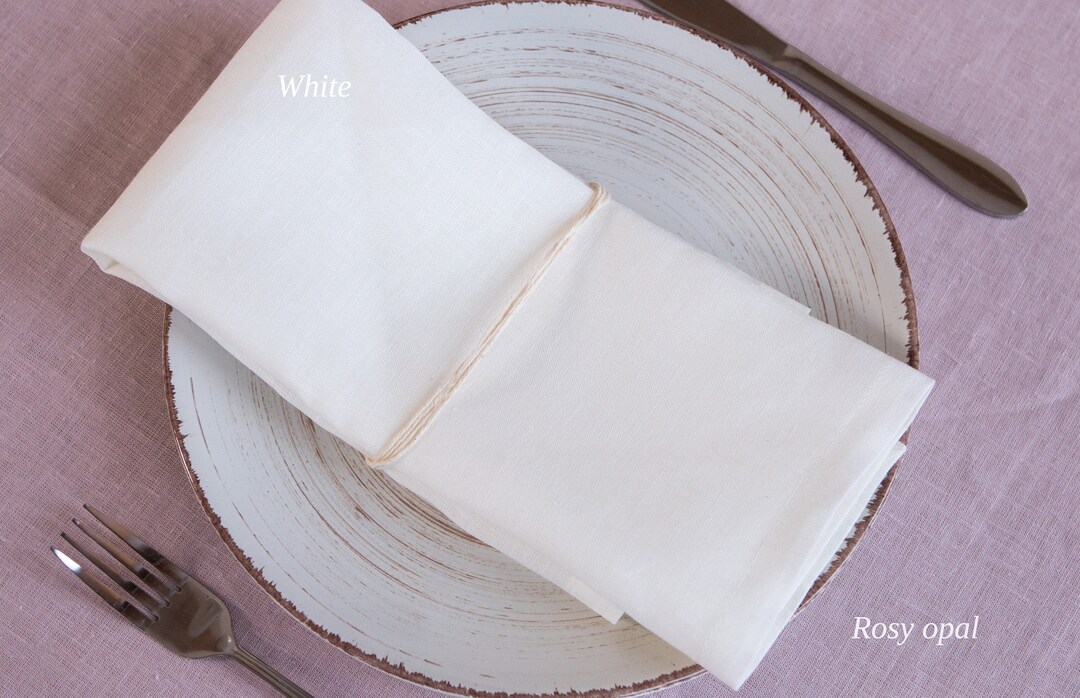 White Organic Linen Napkins. Natural Pure Washed Linen Napkin. White ...