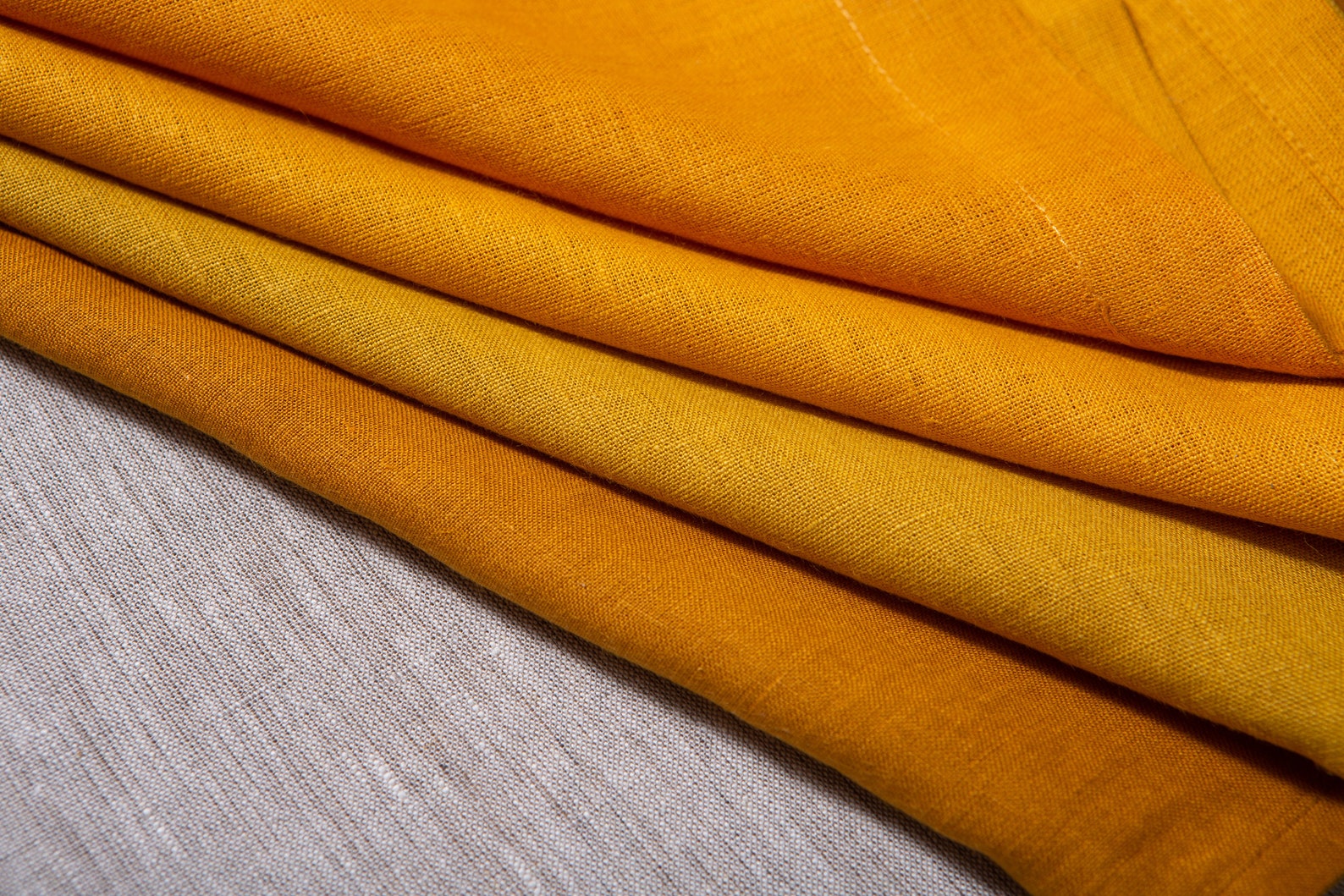 Tissu de lin naturel moutarde. 100% lin lavé doux par mètre de | Etsy