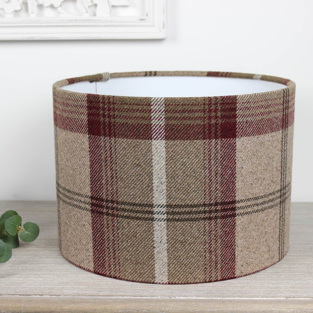 Balmoral Mulberry Tartan Tweed Check Drum Lampshade Country Lamp Shade ...