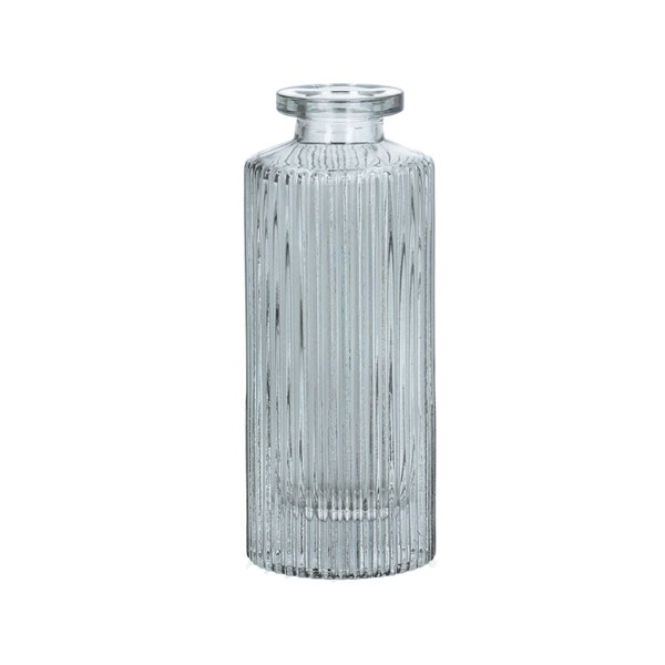 Ribbed Glass Vase - Etsy UK