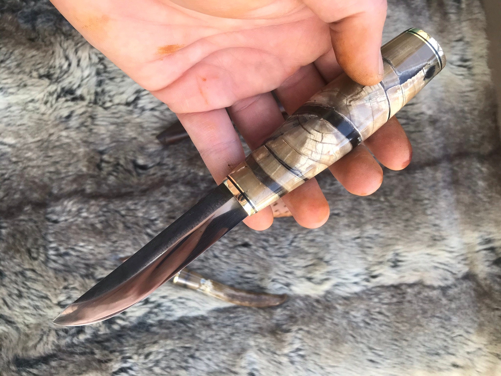 Custom Puukko Knife Stabilized Bone Handle Handmade - Etsy