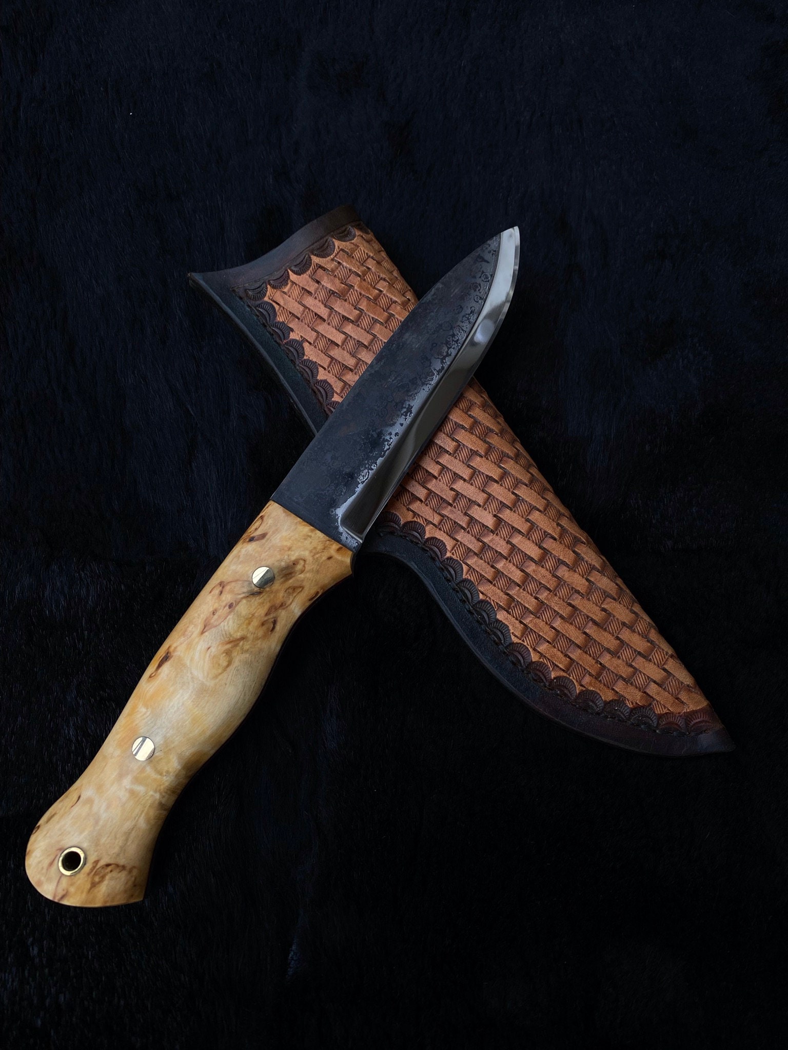 CUSTOM BUSHCRAFT KNIFE - Handmade Woodlore Style Knife - Scandi Grind ...
