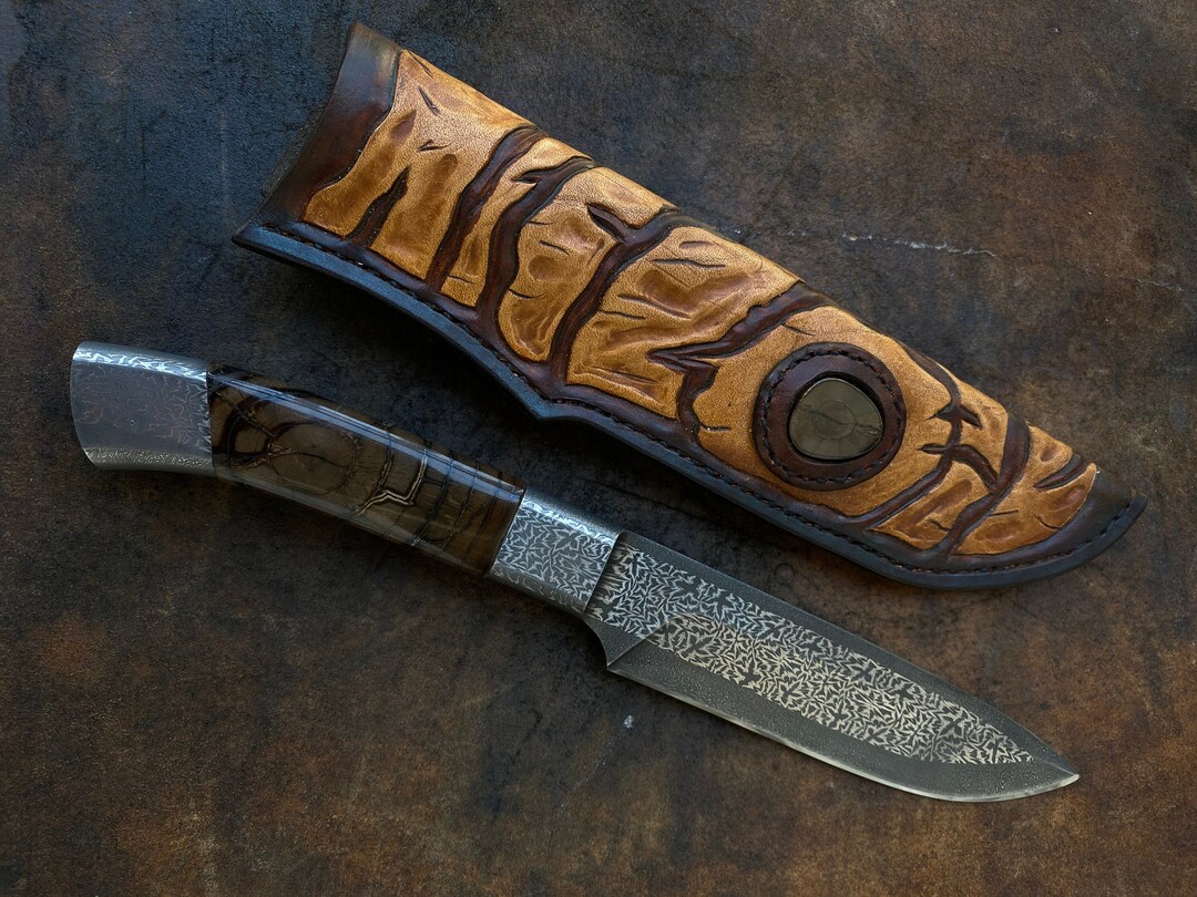 Mosaic Damascus Integral Geralts Knife From Witcher 3 - Custom Hunting ...