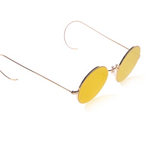 Vintage Algha Gold Round 14KT Gf RED Mirror Lens Curl Side Temple ...