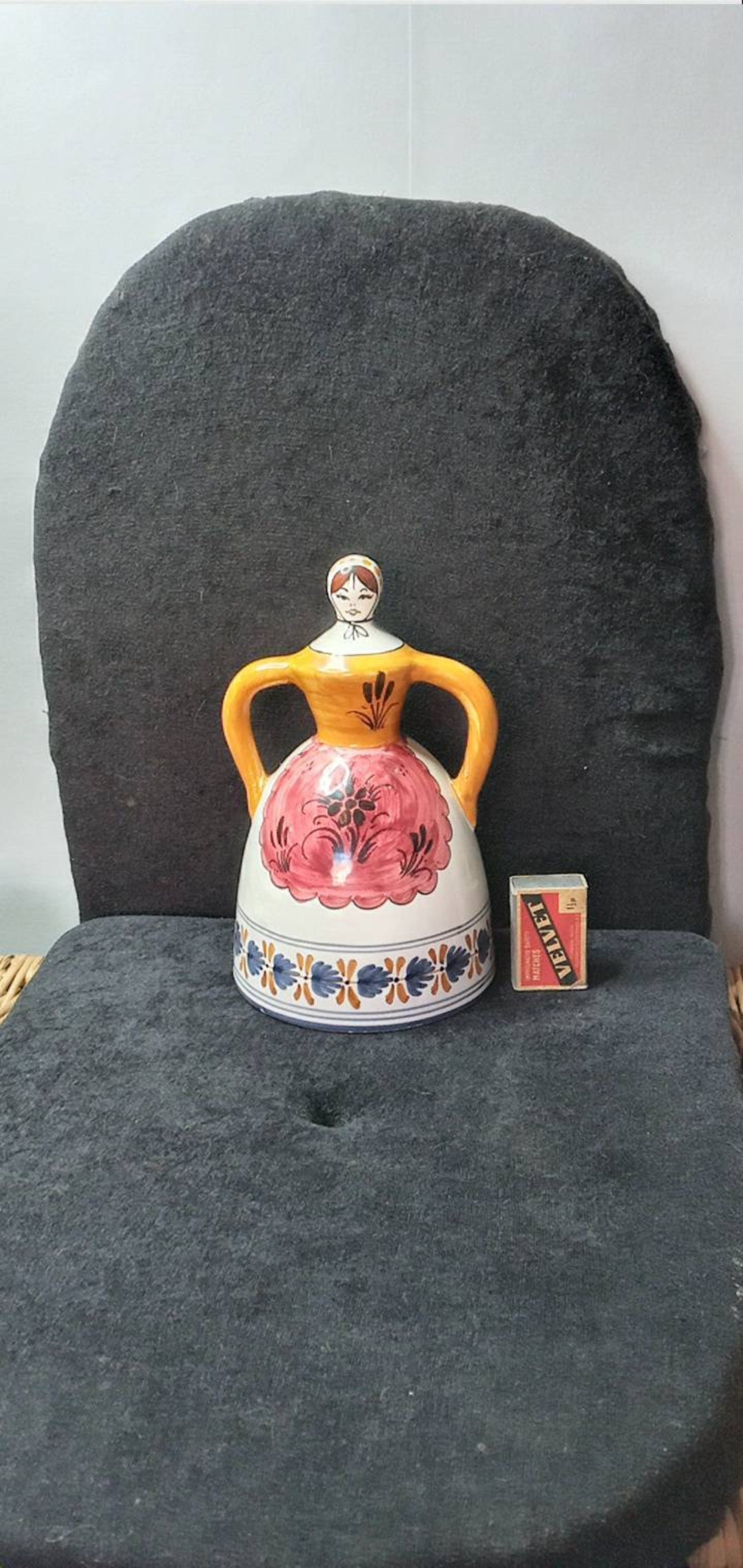 Extra Large Talavera Pottery Bell.vintage Hand Painted Pottery Lady ...
