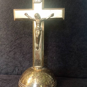 Large 1920s Antique Stunning Brass Standing Crucifix Cross Church Altar ...