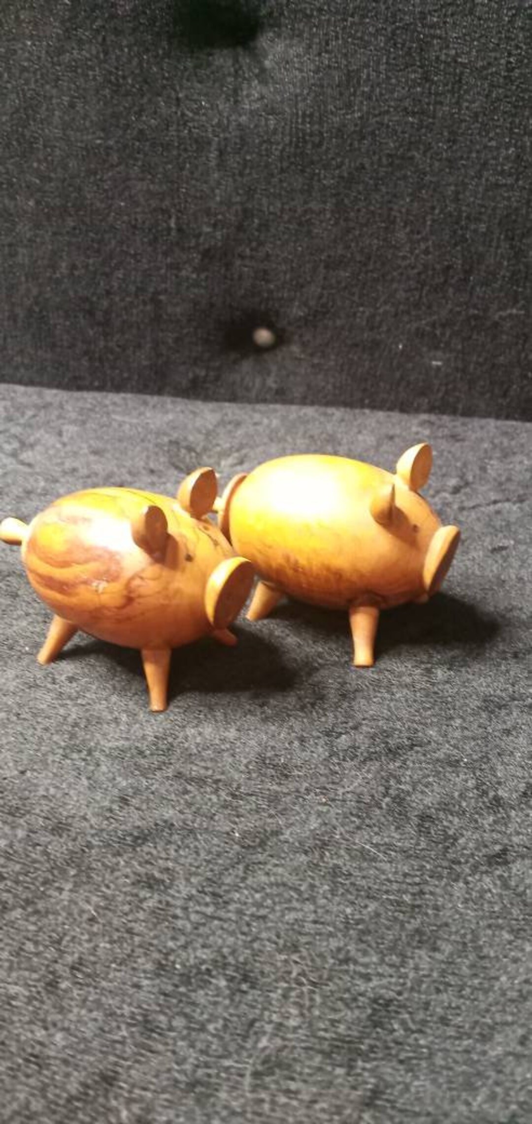Adorable Turned Wood Pair of Pig Salt and Pepper Shakers Made - Etsy